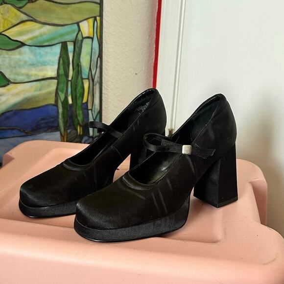 Esprit | Shoes | Esprit Vintage Black Calista Satin Mary Jane Heels ...